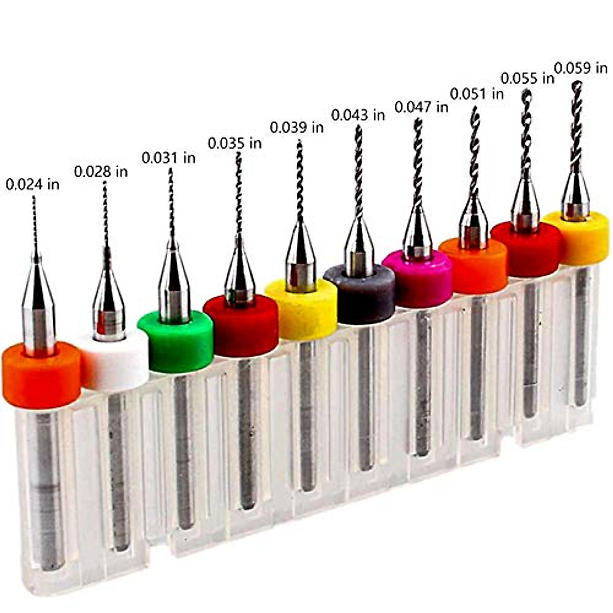 KEWAYO 10 Pcs 0.6mm to 1.5mm Tungsten Carbide Macro Drill Bits Set, PCB Drill Bit Set, Mini Drill Bit 1/8 Inches Shank for Print Circuit Board, Amber, Beeswax, Rough Stone, Dremel, Jewelry