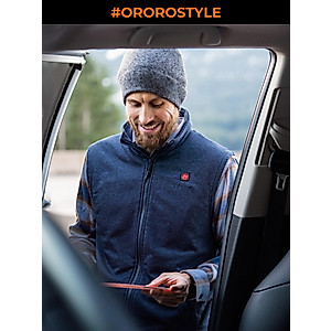 ORORO Men's Heated Vest with Battery, Lightweight Heating Fleece Vest (Charger Not Included) (Blue, M)
