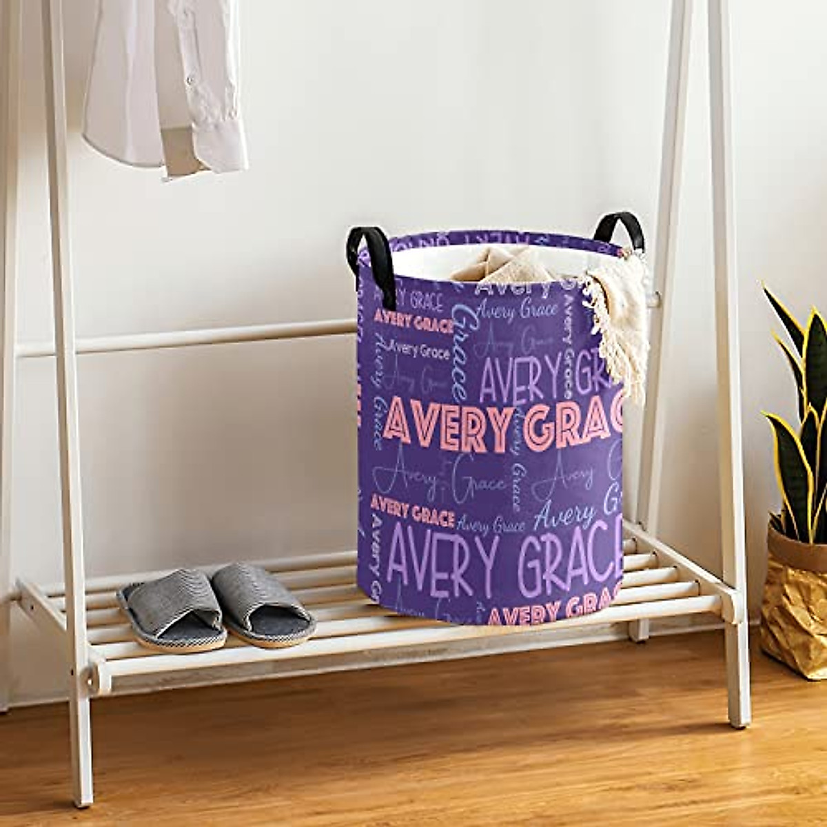 Personalized Laundry Basket Custom Word Art Names Laundry Hamper Collapsible Durable Toys Organizer Storage Bedroom Decor for Boys Girls Adults (Word art)