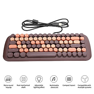 Jeankak Mechanical Wired Keyboard, Rounded Keycap Gaming Keyboard with Blue Switches, Plug and Play USB Computer Keyboards 84 Keys Retro Gaming Keyboard for Tablet/PC Gamer(01#)