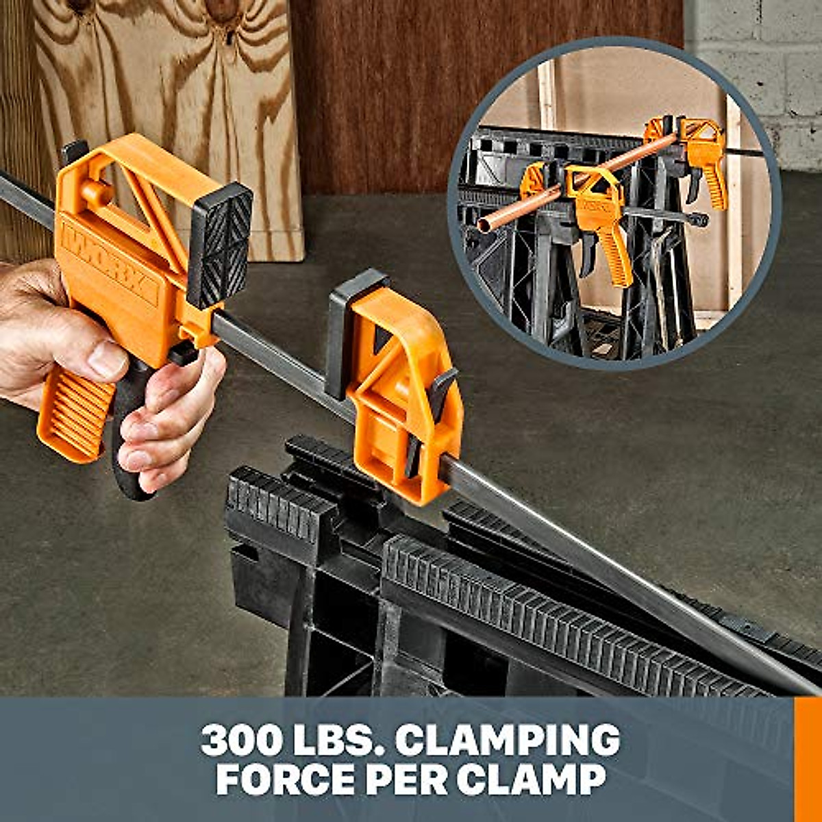 WORX WX065 Clamping Sawhorses with Bar Clamps