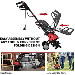 GRAFFY 10 Amp Electric Garden Tiller, Corded Cultivator, 14 Inch Tilling Width, 9 Inch Working Depth, Tiller and Cultivator for Garden, Lawn, Digging, Weed Removal GT3586US