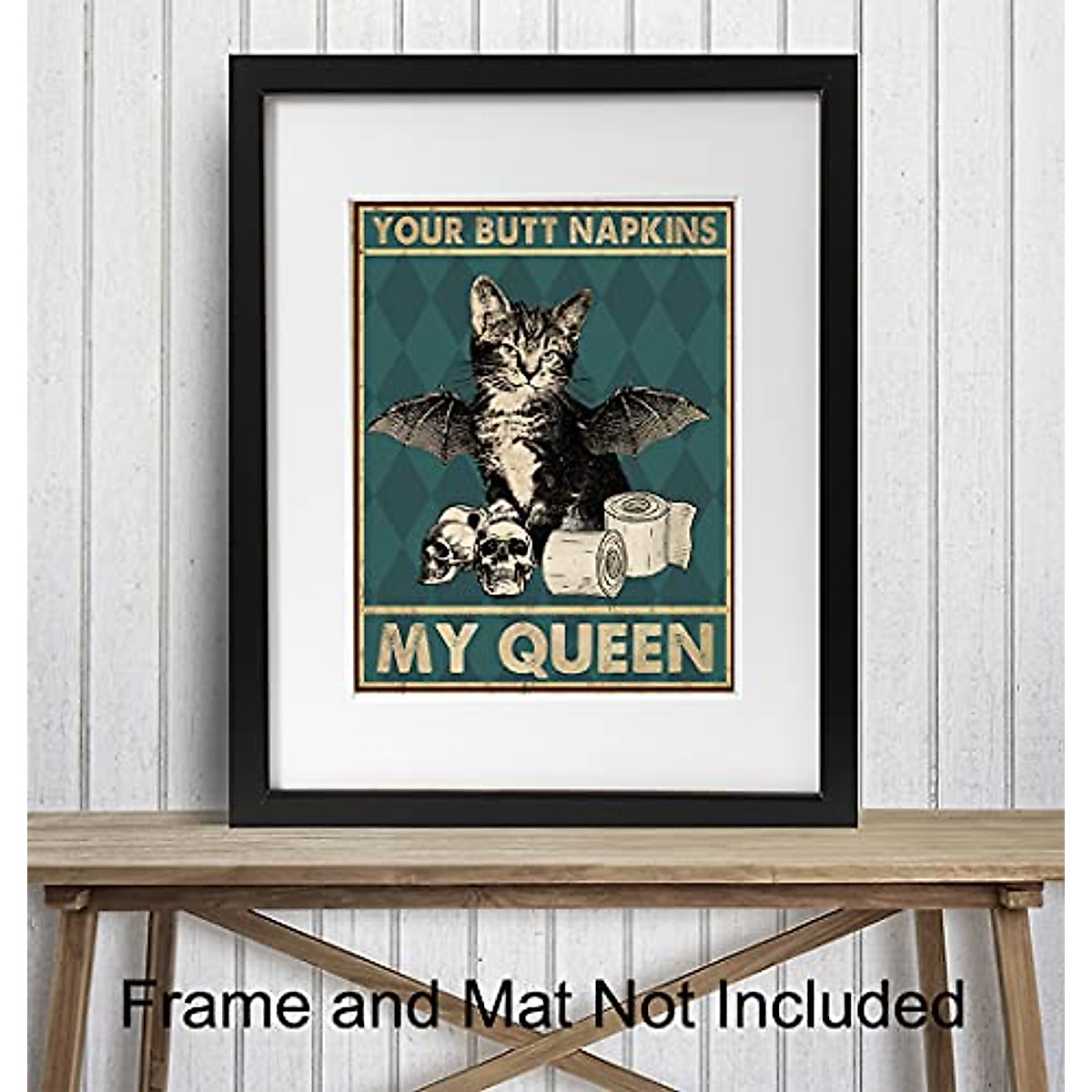 Butt Napkins - Cat Bathroom Decor for Women - Black Cat Wall Decor - Cat Wall Art - Bath Wall Decor - Funny Bathroom Decorations - Bat Wall Decor - Goth Room Decor - Gothic Home Decor - Cute Cat Gifts