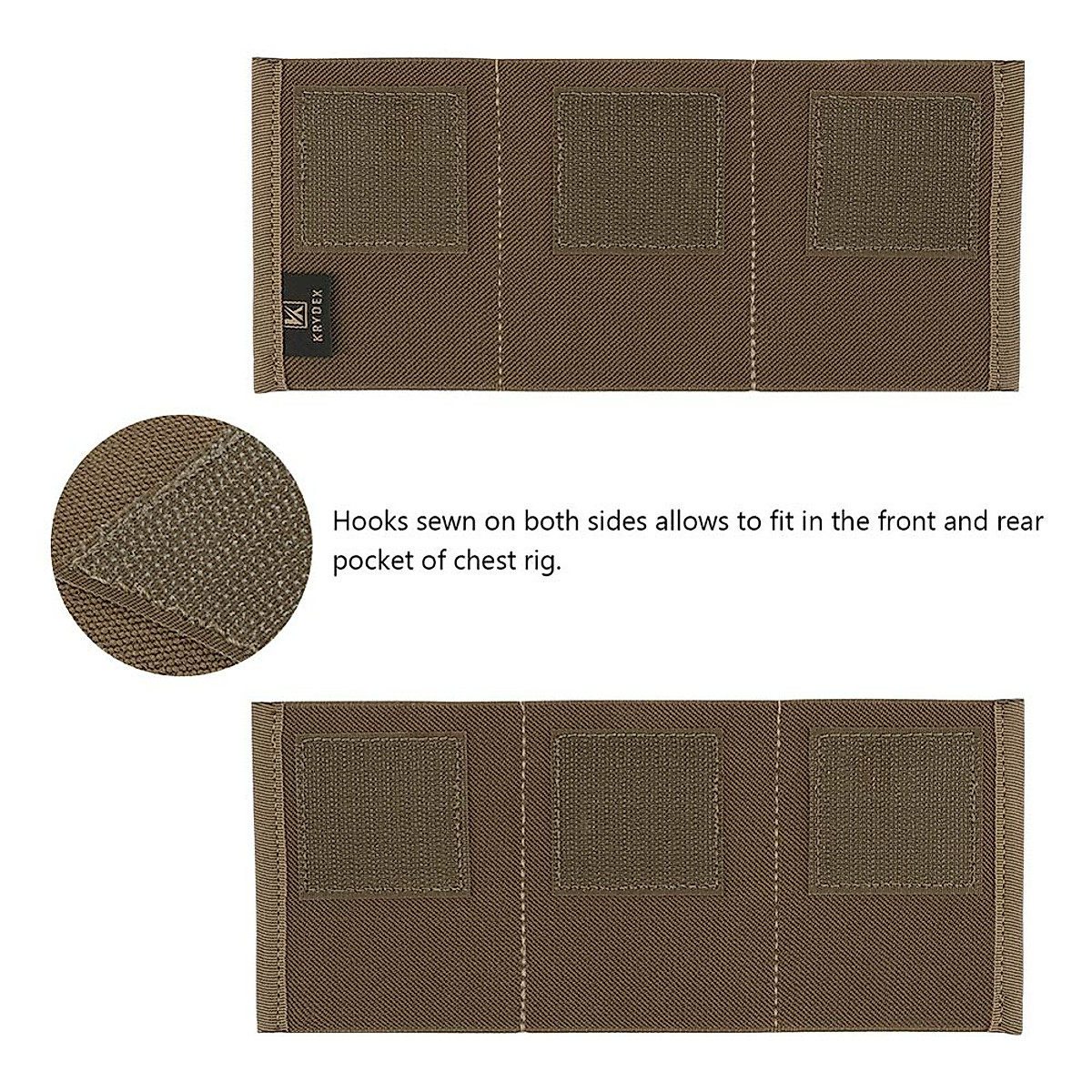 KRYDEX Triple 5.56 Magazine Holder Elastic Mag Holder with Hook Fasteners for MK3 and MK4 Chest Rig (Coyote Brown)