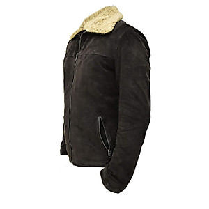 Walking Dead Season 7 Dead Rick Grime Dark Brown Real Suede Winter Leather Jacket (XL)