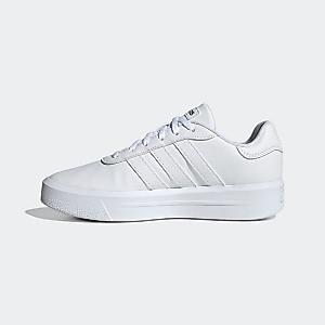 adidas Women's Court Platform Skate Shoe, White/White/Black, 8.5