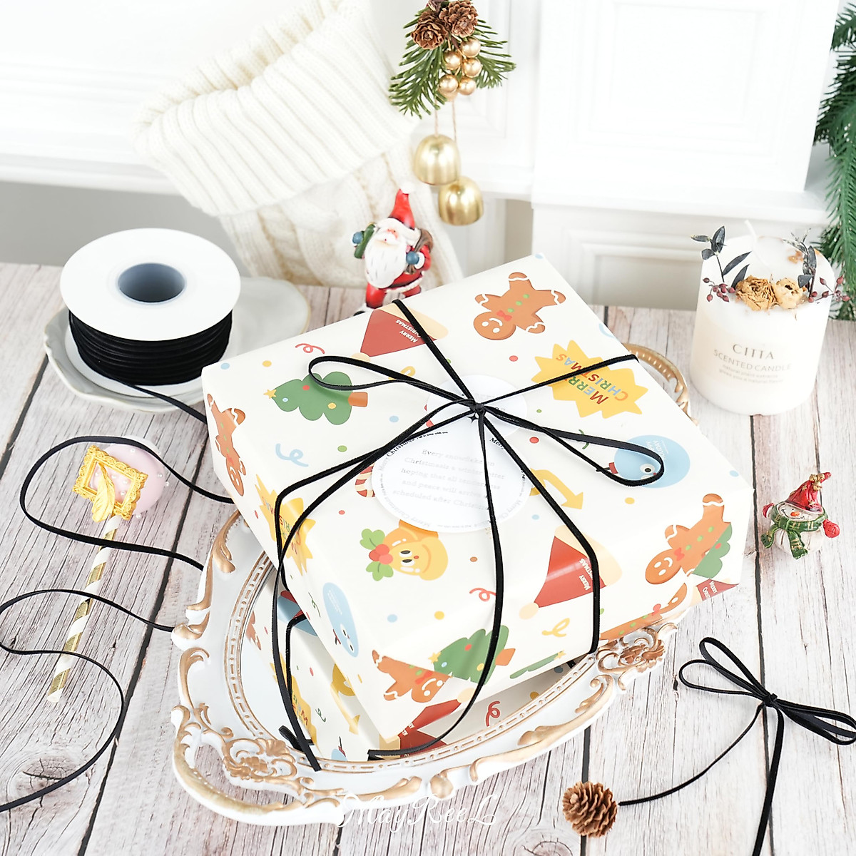 MAYREEL Black Velvet Ribbon 1/8 Inch Vintage Thin Ribbon for Wedding Invitations Gift Wrapping Party Favor Boxes Crafts 50 Yards