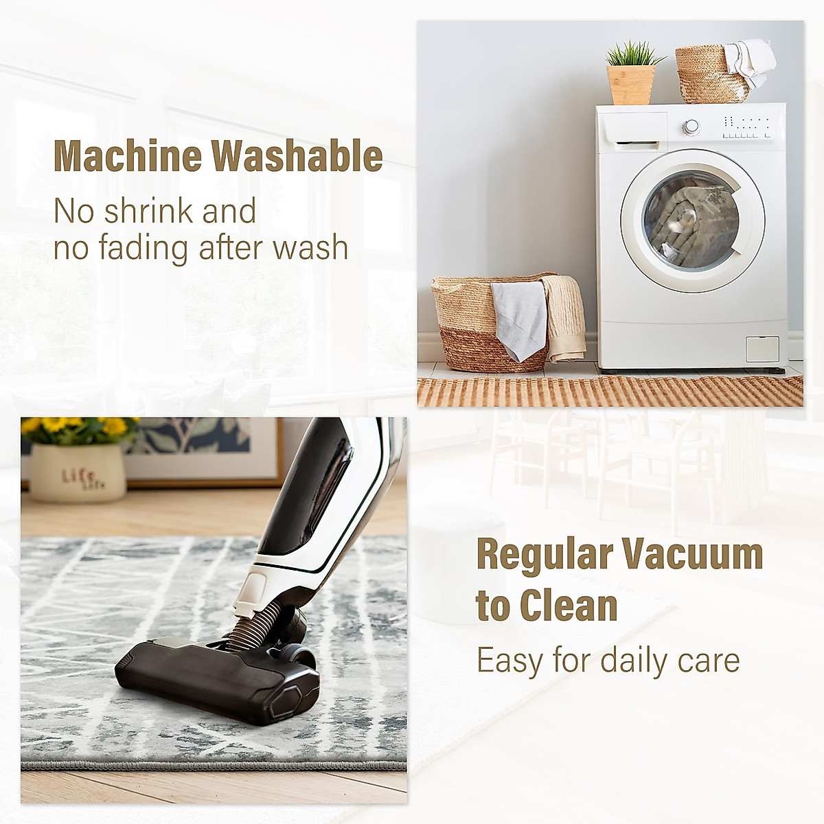 8x10 Washable Large Area Rug for Living Room Non Slip Boho Moroccan Bedroom Rug Indoor Farmhouse Geometric Floor Mat Soft Low Pile Woven Carpet for Classroom Office Under Dining Table(Gray)