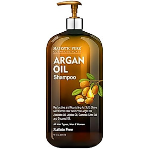 Majestic Pure Argan Oil Shampoo - Vitamin Enriched Gentle Hair Restoration Formula for Daily Use, Sulfate Free, for All Hair Types, Men and Women - 16 fl. oz.