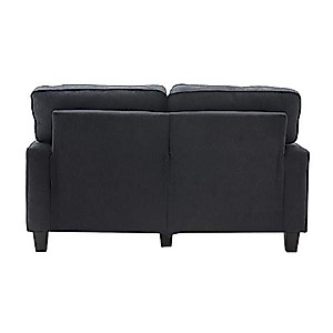 Serta Palisades Upholstered Sofas for Living Room Modern Design Couch, Straight Arms, Soft Fabric Upholstery, Tool-Free Assembly, 61" Loveseat, Charcoal