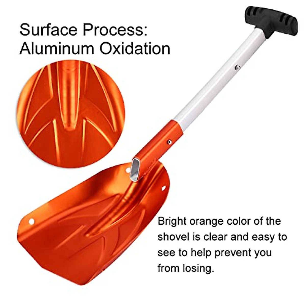 Winter Snow Ice Shovel with Telescopic Skidproof Handle Aluminum Alloy Winter Snow Ice Shovel Outdoor Kit Tool Orange