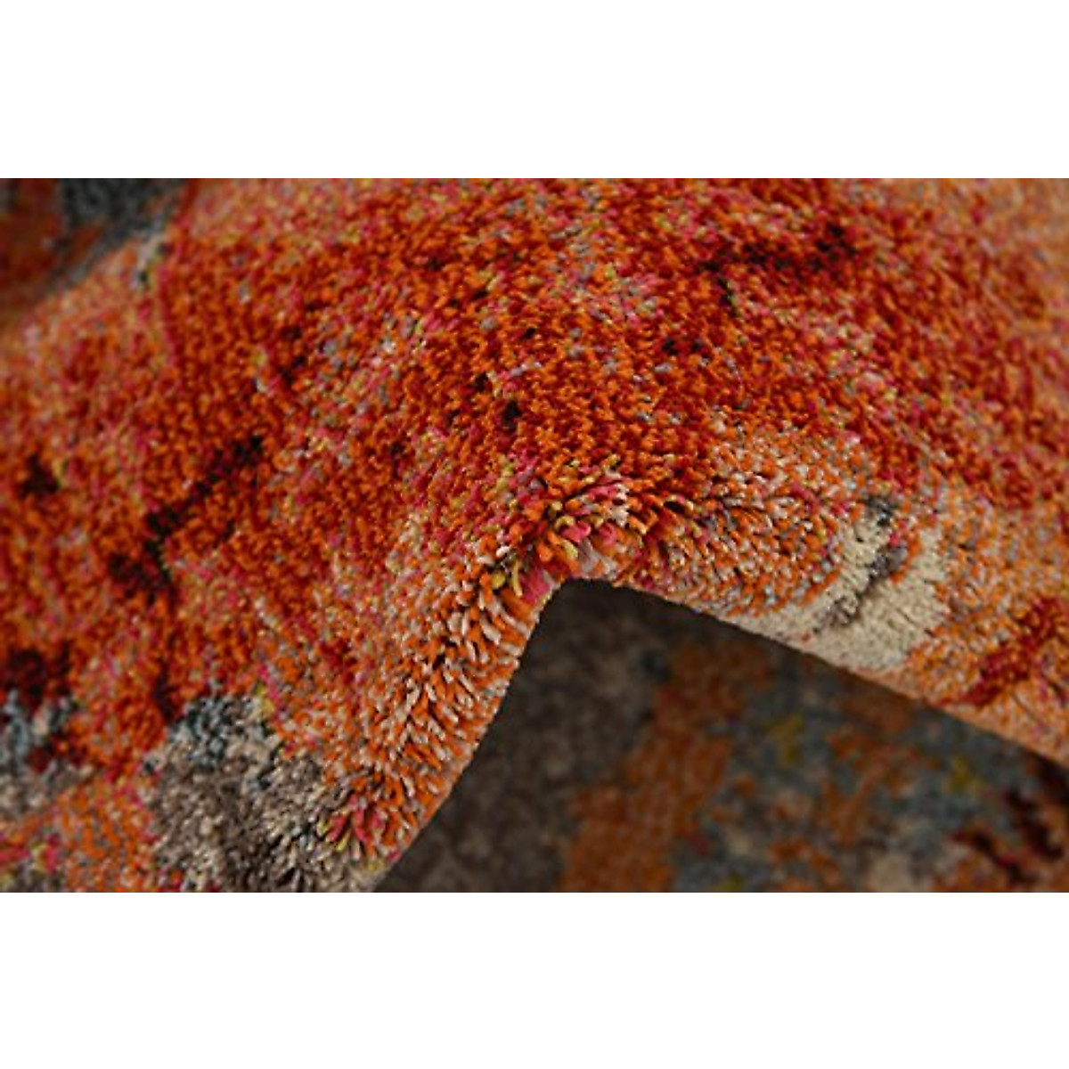 Unique Loom Estrella Collection Modern, Abstract, Light Colors, Distressed Area Rug, 5 ft x 8 ft, Orange/Beige