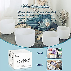 440HZ 8 Inch F Note Heart Chakra Frosted Quartz Crystal Singing Bowl Meditation Therapy Sound Healing Instrument Sound Bath Bowl with Carrying Bag