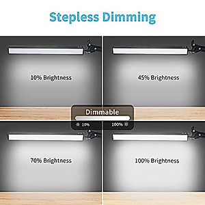 PSIVEN LED Architect Desk Lamp, Metal Swing Arm Dimmable Task Lamp, Eye Care Table Lamp with Clamp (3 Color Modes, 10-Level Dimmer, Memory Function) Highly Adjustable Office, Craft, Workbench Light