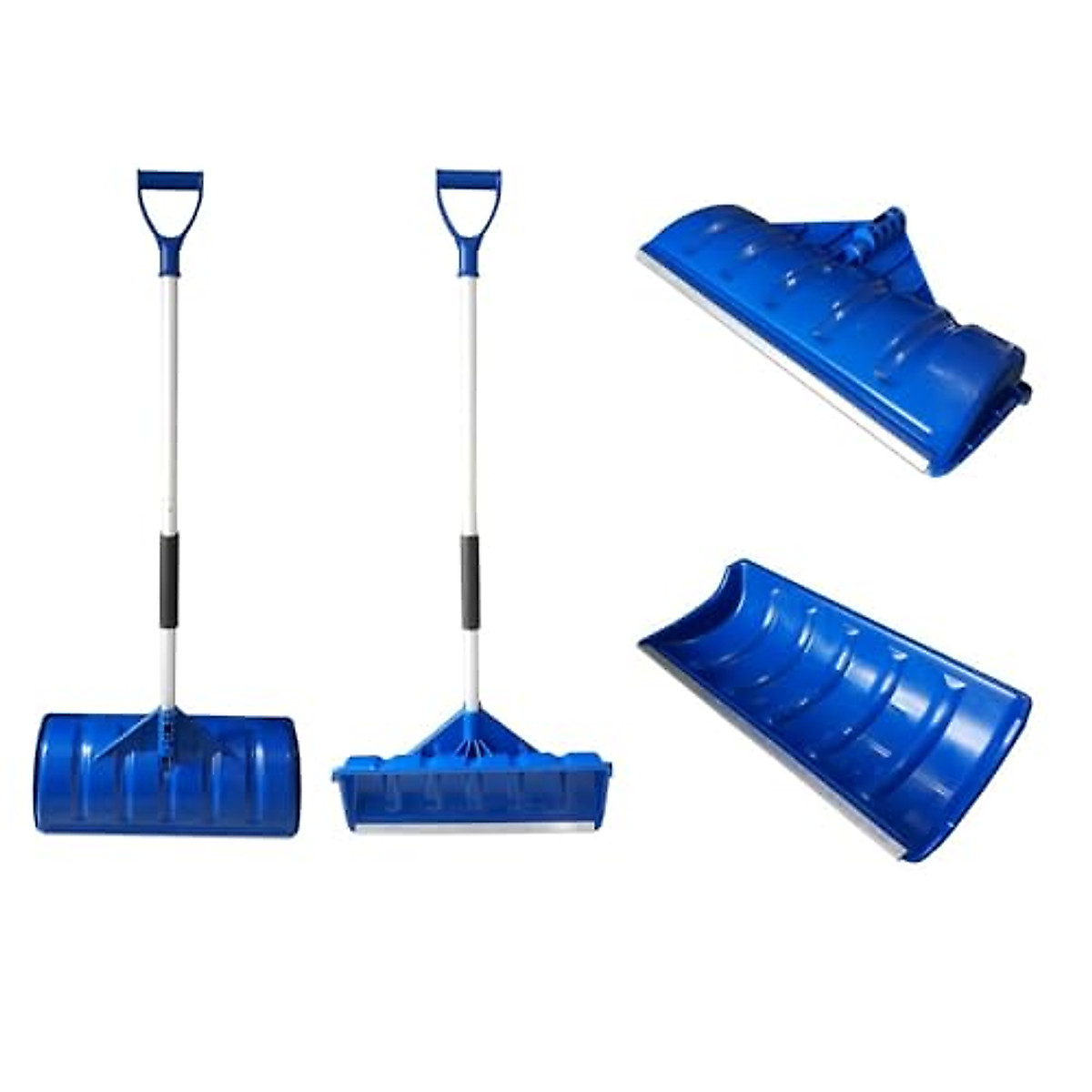 MTB Lightweight Snow Shovel Snow Pusher, Pack of 2 Sets, Blue, 52-in Long with Aluminum Handle and 22 inch x 10 inch Poly Blade
