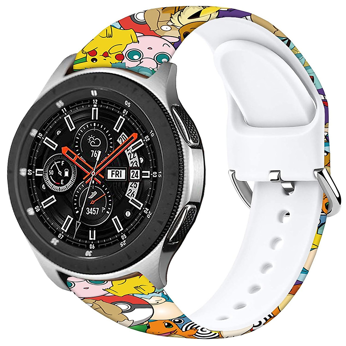 Hepsun Pikcu Dinosaur Bands Compatible with Samsung Galaxy Watch 4 40/44mm/Galaxy Watch 42mm/Watch 3 41mm/Active 2/Gear S2 Classic/Sport/Garmin Vivoactive 3 20mm Soft Silicone Kawaii Cute Strap Kids