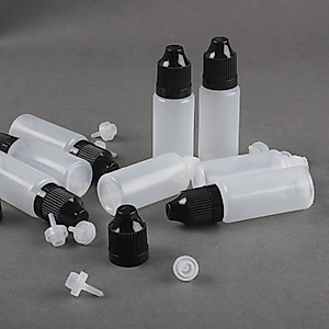 Eau 15ml LDPE Plastic Thin Tip Dropper Bottles, Small Empty Squeeze Dropper Bottles (50PCS, Black Caps), BPA Free