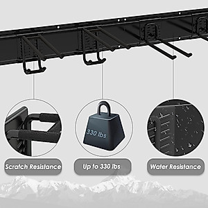 LOKMON Garage Tool Organizer Wall Mount 48 Inch Garden Yard Tool Organizer Adjustable Tool Hangers Wall Shovel Holder 3 Rails & 9 Hooks Heavy Duty Tool Rack - 330lbs Max Load