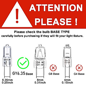 Lacnooe GY6.35 Halogen Bulb 50W, 12 Pack Dimmable GY6.35 Light Bulb Q50/CL/GY6/12V/T3/T4 JC Type GY6.35/G6.35 Bi-pin Base AC/DC 12V Warm White 2700K Single Ended Capsule Light Bulbs