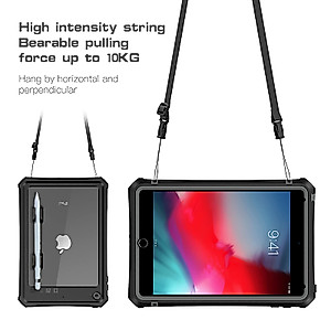 ShellBox Case for iPad Mini 5/4 7.9 Inches,Full-Body Protective Bumper Case,with Pencil Holder,Rugged Folding Kickstand,Lanyard,IP68 Waterproof Dustproof Heavy Duty Shockproof Case for iPad (Black)