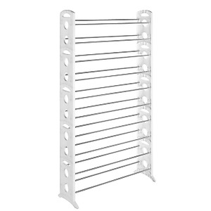 Whitmor Floor 50 Pair Shoe Tower 10 Tier White
