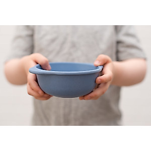 bobo&boo Bamboo Kids Snack Bowls, Set of 4 Bamboo Dishes, Non Toxic, Eco Friendly & Stackable Kids Snack Containers, Great Gift for Baby Showers, Birthdays & Preschool Graduations,Coastal