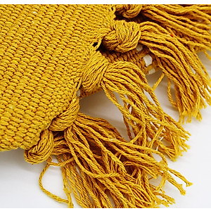 Wolala Home Bohemian Geometric Mustard Rug Hand Woven Cotton Rugs Entry Way Rug Rag Rug with Tassels and Non-Slip Mats Modern Floor Mat for Door Porch Kitchen 2x3 Feet,Machine Washable Yellow