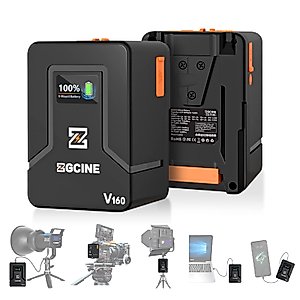 ZGCINE ZG-V160 V Mount V-Lock Battery with D-TAP,USB-C,BP Input & Output, USB-A & DC Output, Mini Power Bank for Cameras, Camcorders, LED Lights, Monitors and Smartphone