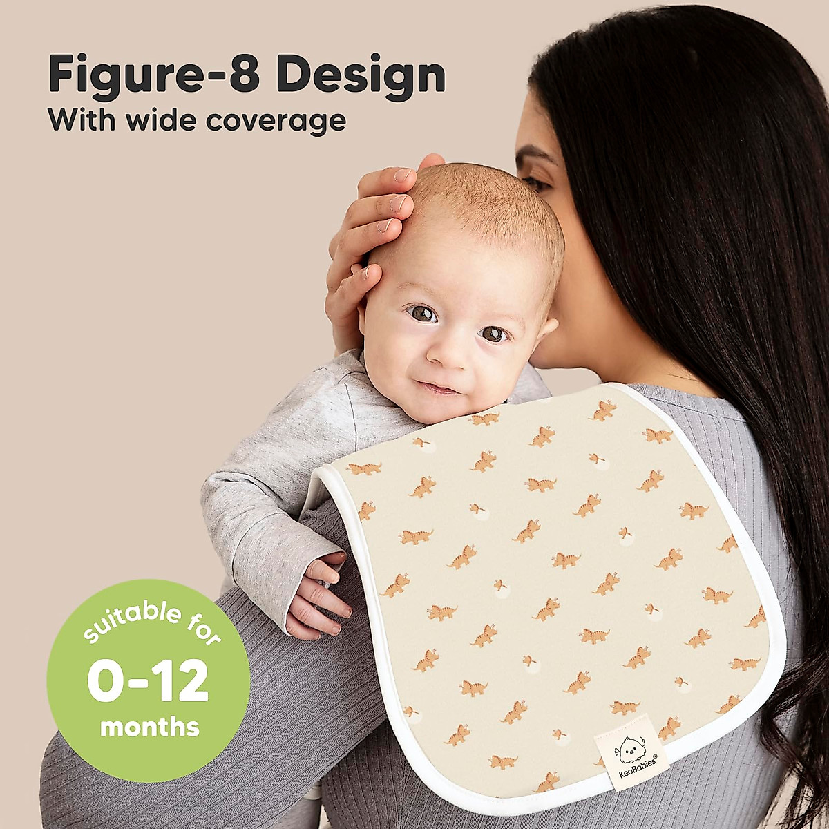 Organic Burp Cloths for Baby Boys and Girls - 5-Pack Super Absorbent Burping Cloth, Burp Clothes, Soft & Plush, Newborn Milk Spit Up Rags, Burpy Cloth Bib for Unisex, Burping Rags (Roarsome)