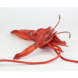 Gemini&Genius Squids Marine Animal World Toys, Realistic Hand Painted Squid and Cub Set Ocean Action Figures Beach, Bath, Swimming Toys for Kids Role Play and Cake Topper