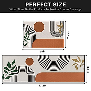 Tayney Mid Century Boho Home Kitchen Rugs and Mats Non Skid Washable Set of 2, Bohemian Kitchen Mats for Floor, Abstract Geometric Kitchen Runner Rug, Modern Minimalist Kitchen Decor