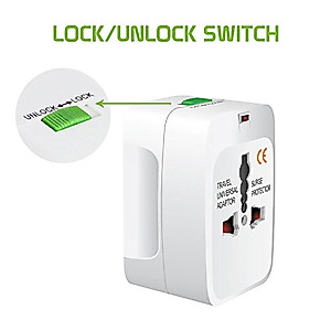 Portable Worldwide Universal Power Adapter All in One International Out of Country Travel Wall Charger Plug for Wall Plug Input in USA EU UK France Italy Australia India Outlets by Cellet