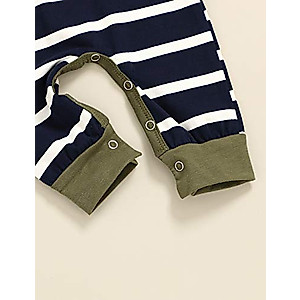 Infant Newborn Baby Boy Clothes Stripe Cotton Romper Long Sleeve Jumpsuit Hat Baby Boys Fall Winter Outfit
