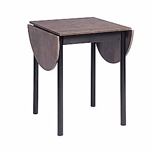 Polibi 45.3" L Oval Drop Leaf Extendable Dining Table, Walnut