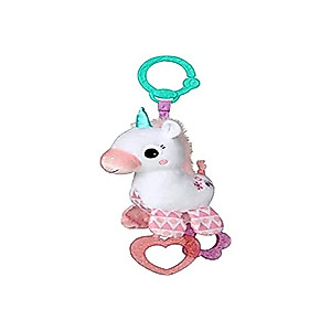Bright Starts Unicorn Sparkle & Shine Plush Take-Along Stroller or Carrier Toy, Ages 0 Month+, Pink, 1 Count (Pack of 1)
