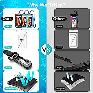 newppon Clear Waterproof Phone Pouch :3 Pack Universal Case Bag Holder for Android Samsung Galaxy S23 S21+ Ultra 5G S21 S20 FE S10 S10E C10 S9 Note 20 10 Edge Plus A72 A52 A03 Core M32 M22 for Beach