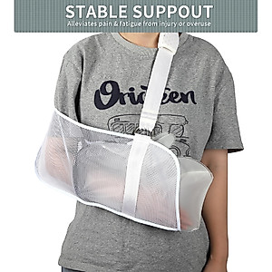 YAVOUN Breathable Mesh Arm Sling for Shower - Adjustable, Slings for Arm Torn Rotator Cuff Injury, shower sling for shoulder, Elbow, Wrist, Sling Forearm - Right Left Arm for Men Women (White)