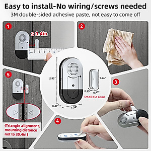 Sanjie Door Alarms When Opened,Door/Window Alarm Sensors for Kids Safety/Home Security/Pool/Garage/Dementia/Toddler/Travel Security,Easy to Install,Volume Control/Loud Alert,Long Battery Life,10 Pack