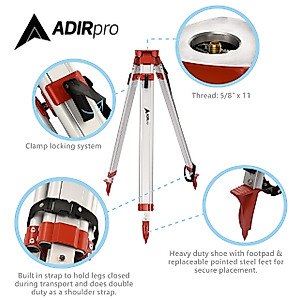 AdirPro 14-Foot Aluminum Grade Rod & AdirPro Aluminum Tripod with Quick Clamp (Orange) Bundle