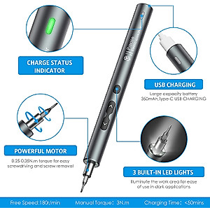 AMIR Electric Screwdriver 28-in-1 Cordless Mini Power Precision Screwdriver Set with 24 Bits, Rechargeable Repair Tool Kit for Phones Watch Laptops