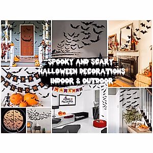 111 PCS Halloween Bats Decorations Indoor Outdoor Wall Stickers | 8 Different Sizes 3D Wall Decals Halloween Spooky Home Goth Emo Room Party Decor