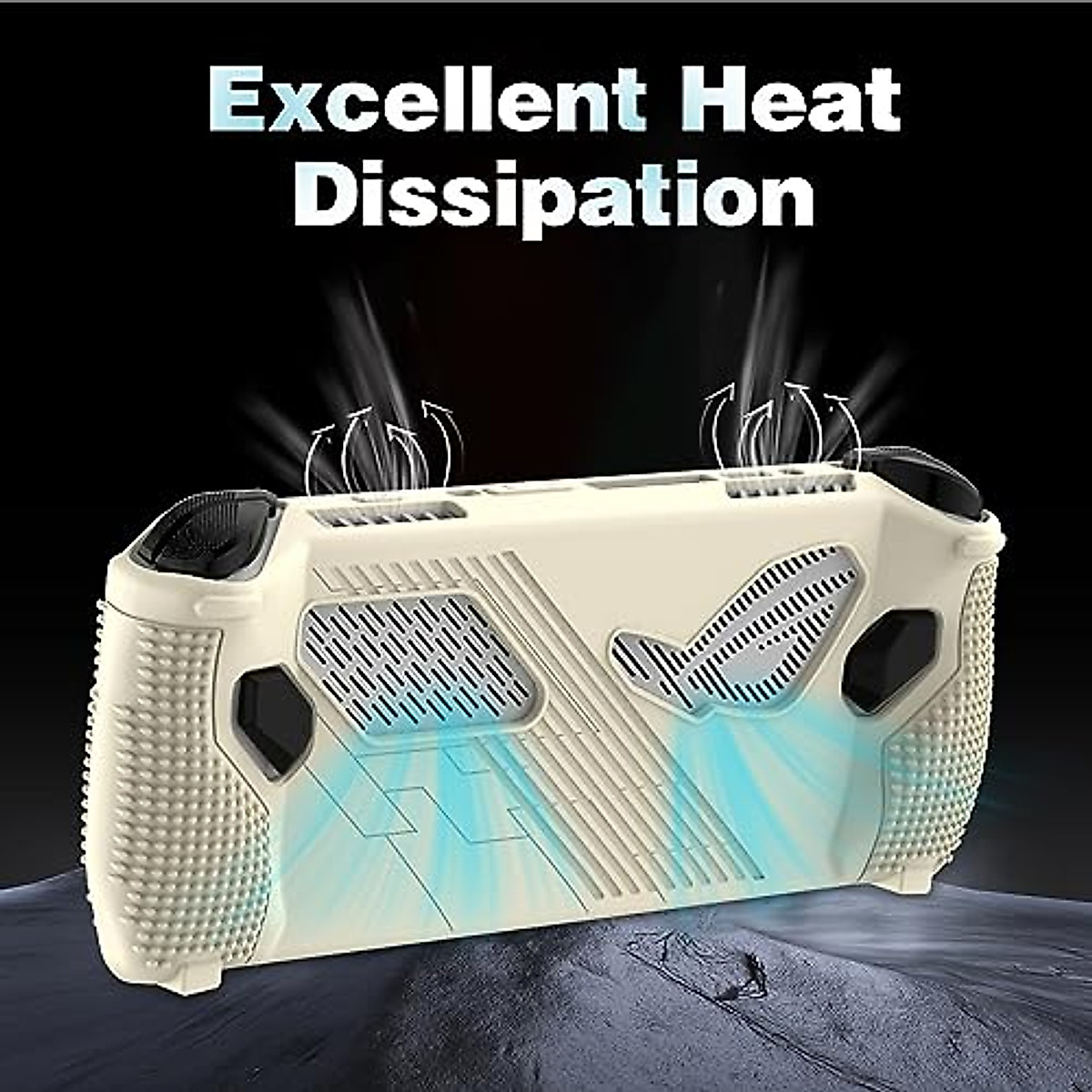 SUIHUOJI for Rog Ally Stand Protective Case, Silicone Accessories Protector, Soft Cover Skin Shell with 2 Pairs Thumb Grips Caps, Full Protection Kickstand for ASUS Rog Ally Handheld (Off White)