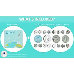 Baby Monthly Milestone Blanket with 20 Milestone Moments Props for Boy & Girl, Photography Blankets, Organic Thick Fleece Blanket Backdrop for Personalized Month Pictures for Girls and Boys