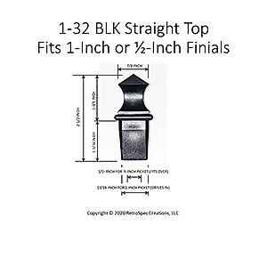 Retrospec Creations 25 Each Black1/2 OR 1-Inch Pyramid Top Fence Spire 1-32