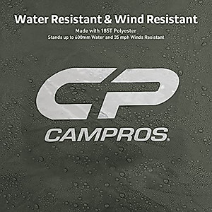 CAMPROS CP Tent 4 Person Camping Tents, Weatherproof Family Dome Tent with Rainfly, Large Mesh Windows, Wider Door, Easy Setup, Portable with Carry Bag - Olive