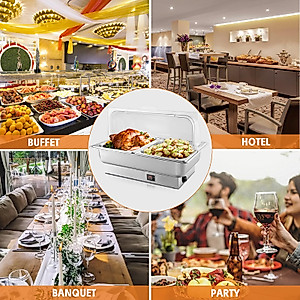 SENKERFAN Electric Chafing Dishes Buffet Set, 2 x 4.5 QT Half Size Pans Roll Top Electric Chafing Dish with Temperature Control,Electric Chafing Server Set Food Warmer for Catering Parties