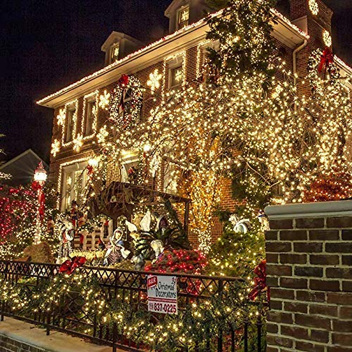 MorTime 200 LED 66 FT Solar Copper Wire String Lights, 8 Modes Waterproof Fairy String Lights for Indoor Outdoor Home Wedding Party Decoration, Warm White