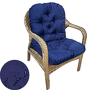BOOMSHY Waterproof U-Shape Patio Chair Cushions Tufted Seat Cushions Replacement Seat Cushion for Rocking Chair Backyard Couch Sofa (Navy, 2)