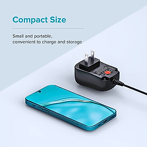 Powseed 12W Universal AC Adapter DC 3V 4.5V 5V 6V 7.5V 9V 12V Power Cord for Household Electronics CCTV IP Camers Routers Speaker Tablet Webcam USB Devices Multi Voltage 1000mA Wall Cord Charger