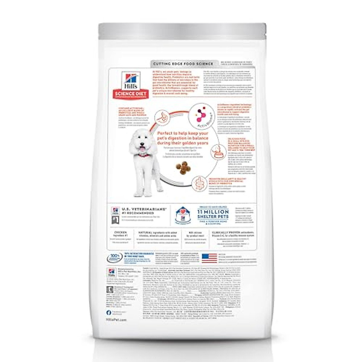 Hill's Science Diet Perfect Digestion, Senior Adult 7+, Digestive Support, Small Kibble, Dry Dog Food, Chicken, Brown Rice, & Whole Oats, 12 lb Bag
